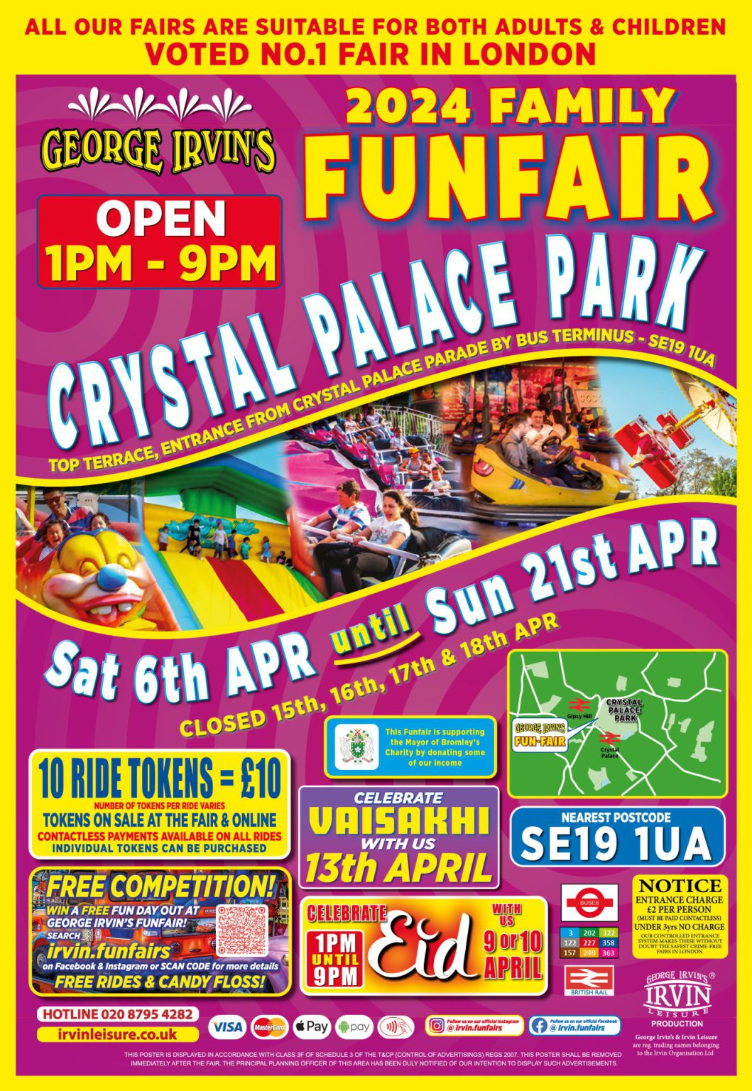 Crystal Palace Park Family Funfair Spring 2024 | Irvin Leisure